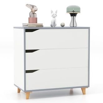 Giantex Commode en bois massif &agrave; 3 tiroirs, autonome, avec s&eacute;curit&eacute; anti-basculement, armoire de rangement moderne, pieds en bois massif, table de chevet, arm