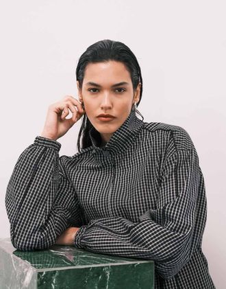 Asos Veste de surv&ecirc;tement oversize &agrave; carreaux - Noir et blanc