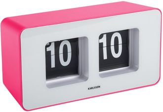 Karlsson Wanduhr Funky Flip - Leuchtendes Rosa - 7x17.7x9.2cm - Rechteck - Thermoplast - Wanduhr Modern Wohnzimmer - Wanduhren