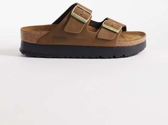 Birkenstock Arizona Flex - Plateau-Sandalen in der Farbe Dark Tea-Brown