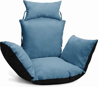 MG Design Hängesessel Kissen Blau - Outdoor Auflage mit Kopfstütze & Bindeschnüren, wetterfest & komfortabel gefüllt