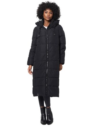 Marikoo Damen Winterjacke Steppmantel lang gesteppter Mantel Winter Parka Jacke warm B985 [B985-Nadeshik-Schwarz-Gr.5XL]