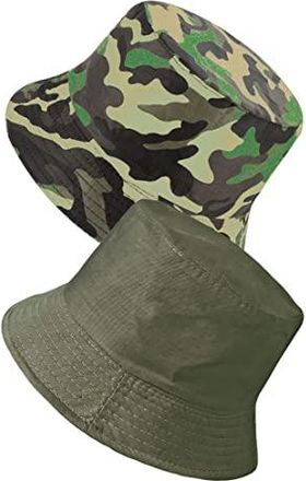 TOSKATOK Anti UV UPF 50+ Bob Été ou Plage Unisexe Hommes Femmes Camouflage 2 en 1 Réversible Coton Mélange-Opt-3-L