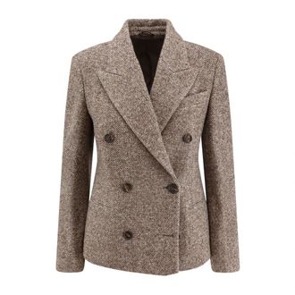 Brunello Cucinelli Brauner Doppelreihiger Wollmantel - - Jackets - Damen - Braun - XS