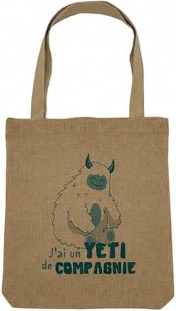 Fabulous Sac Shopping Tote Bag Aspect Lin - Y&eacute;ti de Compagnie Animal Mythe Film R&ecirc;ve - Sac de Courses Toile Epaisse 360g Beige Naturel Cabas Port&eacute; Epaule Solid