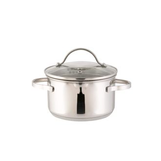 axentia Kochtopf Pado mit Deckel aus Glas, Küchen-Geschirr aus Edelstahl, Induktionstopf für alle Herdarten, Ø ca. 16 cm, Volumen: ca. 1,5 l, Weiß