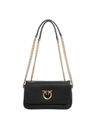 Pinko Schwarze Lammleder Schultertasche
