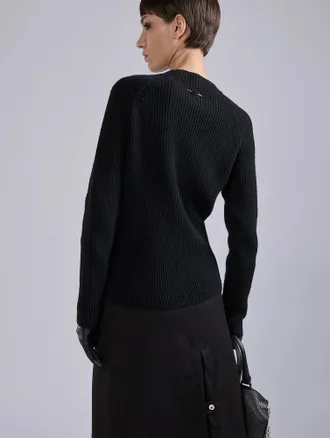 Barbara Bui Ribbed Knit with Zip Detail Sweater - Black