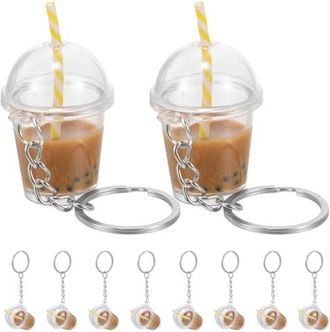 Cabilock 10 Pi&egrave;ces Porte-cl&eacute;s Bubble Tea Plastique et M&eacute;tal Pendentifs L&eacute;gers pour Sacs &agrave; Dos Porte-monnaie ou Voiture Lot de Breloques Mignonnes pour Filles e