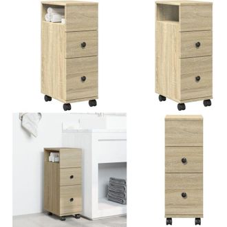 vidaXL Schmaler Badschrank mit R&auml;dern Sonoma-Eiche Holzwerkstoff - Schrank - Holzschrank