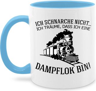 Shirtracer Tasse Tassen 325ml - Deko Hobby Geschenk - Ich schnarche nicht. Ich tr&auml;ume, dass ich eine Dampflok bin - 325 ml - Hellblau - geschenke f&uuml;r modelleisen