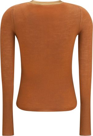 Chlo&eacute; Merino Wool Henley Sweater - Orange