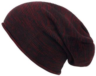 Black Premium by EMP Unisex schwarz-rot melierte Beanie im leichten Strickmaterial Standard