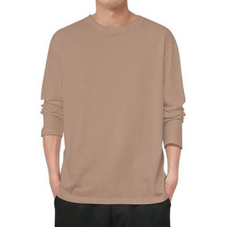 Generic T-shirt pour homme - Col rond - Manches longues - Polaire - Pull slim fit basique - Hauts thermiques, kaki, 4XL