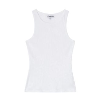 Ganni Soft Cotton Rib Tanktop - - Tops - Damen - Wei&szlig; - S