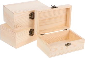 Cabilock 3 Stück Teiliges Holz Schmuckkästchen aus Natürlichem Holz mit Mehreren Fächern zur Schmuckaufbewahrung Rustikales für Frauen Vintage Holztruhe für Ri