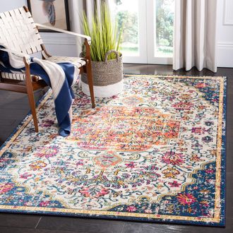 Safavieh Boho Teppich für Wohnzimmer, Esszimmer, Schlafzimmer - Madison Collection, Kurzer Flor, Elfenbein und Orange, 122 X 183 cm