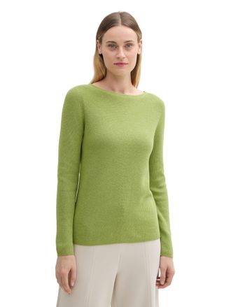 Tom Tailor Damen Strickpullover aus Baumwolle, 36885 - PEA Green Melange, XXXL