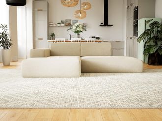 MYCS Canap&eacute; dangle - Beige Cr&egrave;me, design arrondi, canap&eacute; en L ou angle, confortable avec m&eacute;ridienne ou coin - 245 x 72 x 168 cm, modulable