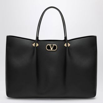 Valentino Garavani Gro&szlig;e Rockstud Shopping-Tasche aus schwarzem Leder