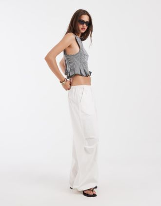 Free People Sunfaded - Top cintr&eacute; &agrave; carreaux vichy - Noir et blanc-multicolore
