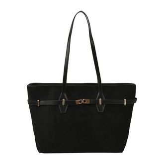 Generic Sac fourre-tout pour femmes, sac &agrave; &eacute;paule, sacs &agrave; main en su&eacute;dine synth&eacute;tique avec d&eacute;coration de ceinture zipp&eacute;e, r&eacute;tro simple pour le travail, shoppi