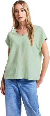 Street One Damen A345805 Leinenmix-Bluse mit Bändern, Soft Jade Green, 40
