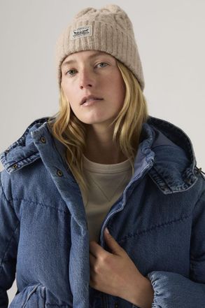 Levi's Holiday Beanie mit Zopfmuster und Aufn&auml;her - Damen - Neutral / Neutral