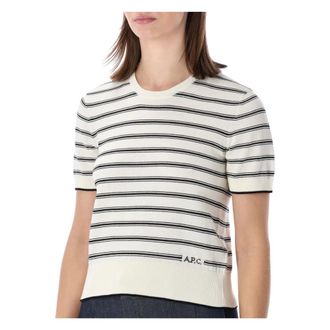 A.P.C. A.p.c., Femme, Pulls, Beige, Taille: 40 FR Haut Knit MC Stripes