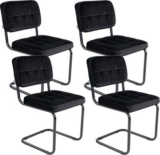 Kick Collection 4er Set Esszimmerst&uuml;hl Ivy - Schwarz - Modern und Hochwertig - Samtstoff und Metall - Erh&auml;ltlich in vielen Farben
