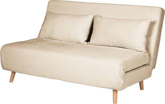 M&oslash;rteens home24 Schlafsofa Beige/Beige Cordstoff Eldrid 141 x 81 x 90cm Skandi