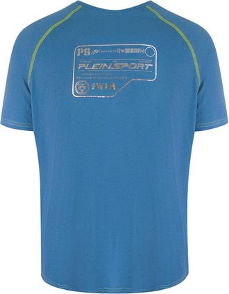 Plein Sport Performance Kurzarm-Logo-T-Shirt in Teal