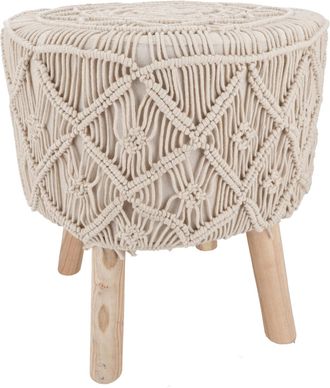 Guru Shop Makramee Hocker, Nat&uuml;rlicher Boho Hocker - Modell 2, 50x45x45 cm