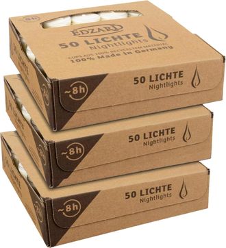 Edzard 150 Stück Teelichter, weiß (ø 38 mm, 8 Stunden Brenndauer) aus Paraffin, ohne Duft, Acryl Cup - Nightlights, Teelichte für Teelichtglas, ideal für die