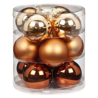 Inges Christmas Decor MAGIC Weihnachtskugeln Glas 8cm 12 STK. Christbaumkugeln Farbe: Winter Toffee (braun)