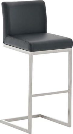 Clp Tabouret De Bar Paros en Similicuir I Chaise Haute De Bistrot Dossier Et Assise Rembourr&eacute;s I Pi&egrave;tement Et Repose-Pieds en M&eacute;tal, Couleur:Noir