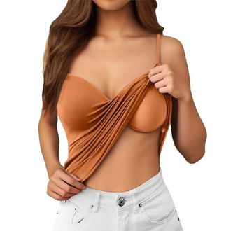 Generic Maillot de corps pour femme sans armatures - Soutien-gorge avec haut int&eacute;gr&eacute; avec sangle r&eacute;glable - Camisole Push Up - Sous-v&ecirc;tements doux - D&eacute;bardeur