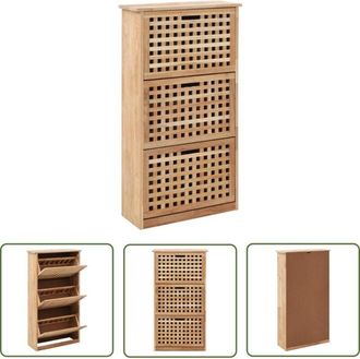 Les Tendances Les Tendances - The Living Store Armoire à chaussures 55x20x104 cm Bois de noyer massif - Meuble Chaussure - Range Chaussures - Armoire Chaussure