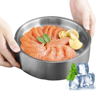 Generic K&uuml;hlsch&uuml;ssel | Kaltportionierteller, Salat aus Edelstahl - Eisschalen zum Servieren von kalten Speisen, Salat, Party-Tabletten zum Servieren von Leben