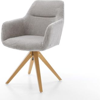 DELIFE Esszimmerstuhl Pejo-Flex Cord Silbergrau Holzgestell kantig Natur Taschenfederkern, Esszimmerstühle