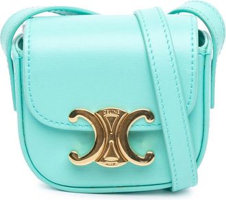 Celine Hobo Bags - Leather Triomphe AirPods Case with Strap - Gr. unisize - in Blau - f&uuml;r Damen