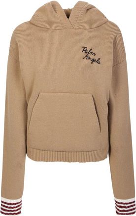 Palm Angels Femme, Sweatshirts et sweats &agrave; capuche, Beige, Taille: 40 FR Cropped Hooded SweaT-shirt