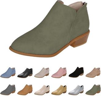 Generico Bottines pour femme dhiver &eacute;l&eacute;gantes, bottines pour femme, automne, confortable, basses, coupe-vent, bottes d&eacute;contract&eacute;es pour femme &agrave; talons bas, ver