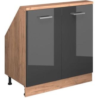 Vicco Meuble de rangement sous pente Rion, Anthracite brillant/Ch&ecirc;ne dor&eacute;, avec 2 portes, Vicco