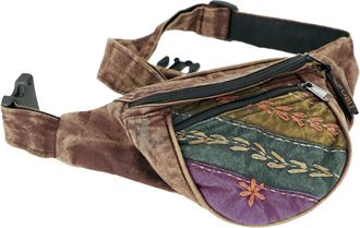 Guru Shop Bestickte Ethno Sidebag, Nepal G&uuml;rteltasche - Braun, Unisex - Erwachsene, Baumwolle, 15x20x8 cm