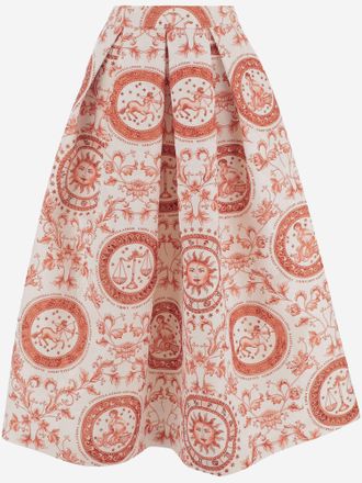 Lunatica Milano Womens Flared Skirt Red Polyester