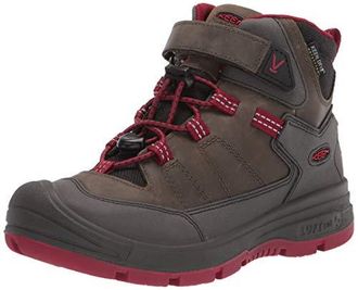 Keen Redwood Mid Waterproof Mixte enfant Hiking Boot, Steel Grey Red Dahlia, 29 EU
