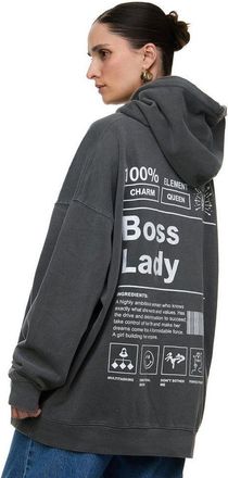 Worldclassca Hoodie Worldclassca Oversized Print Boss Lady Hoodie Kapuzenpullover Sweat PRINT - BOSS LADY - 100% CHARM - QUEEN