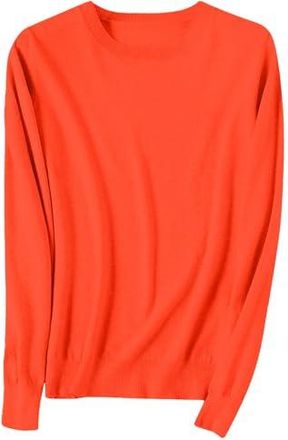 Generic Pull court pour femme, pull &agrave; col rond, pulls dautomne d&eacute;contract&eacute;s, hauts en tricot de couleur unie, tricot confortable et chaud, chemisier en tricot