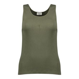 Saint Laurent Cassandre Tank Top - - Tops - Damen - Gr&uuml;n - L